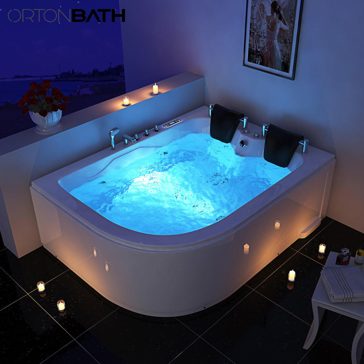 OrtonBath Luxury Panel Corner Bathtub | Jacuzzi Whirlpool